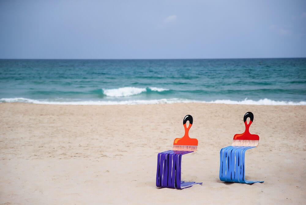 Grab a Chair (Blue-Orange) - David Kracov - EDEN Gallery