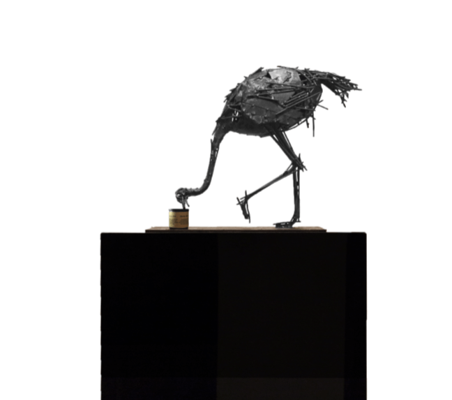 Ostrich Sentinel With Manzoni Jar - Angelo Accardi - Eden House of Art