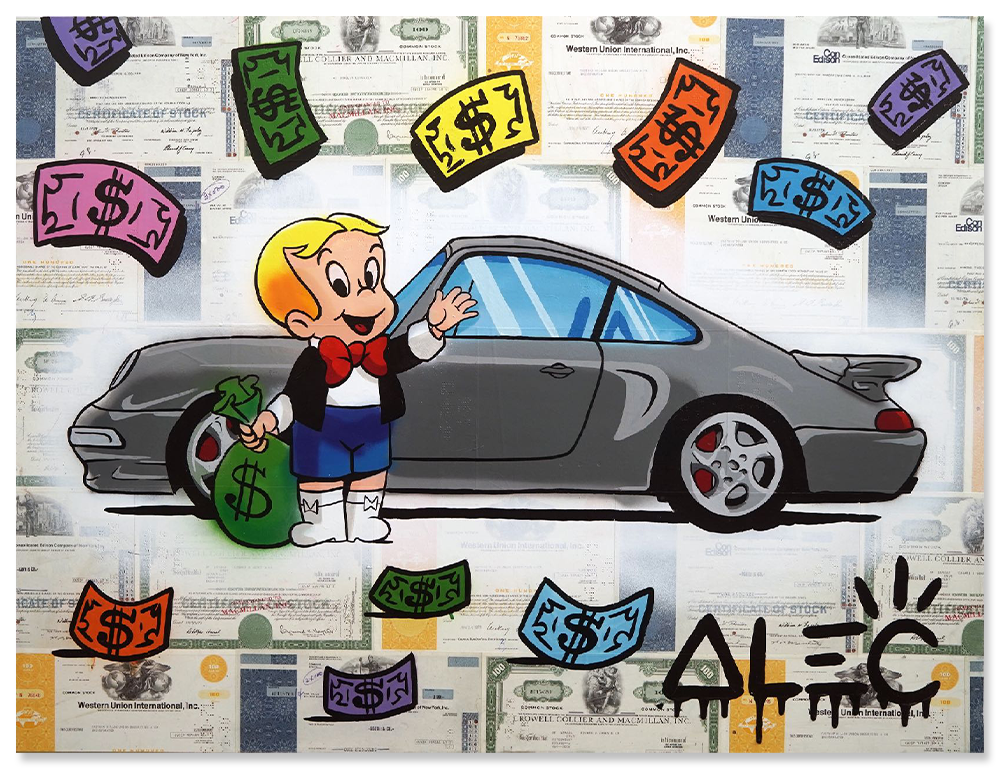 Richie Blue Shorts in Front of Gray German Luxury Car - Alec Monopoly ...