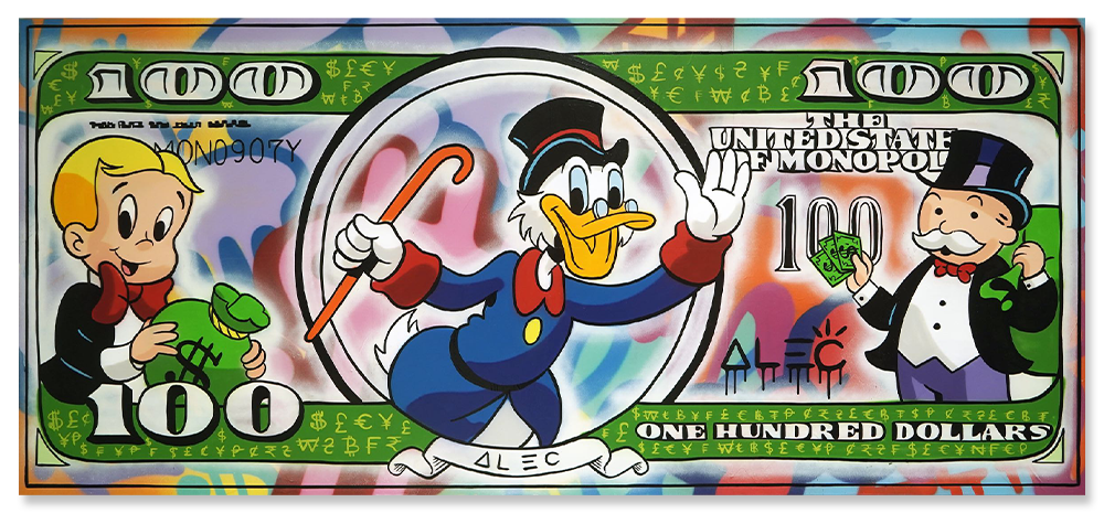 Duffy Duck with Cane Colorful $100 Bill - Alec Monopoly - Eden House of Art
