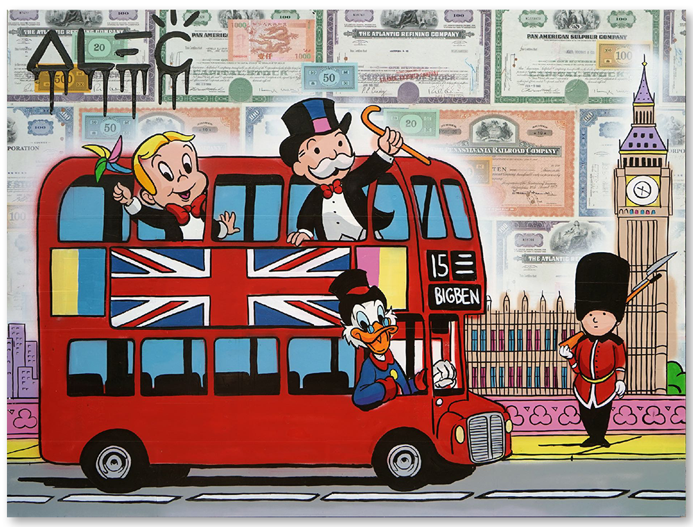 $ Team Riding Double Decker Red Bus in London - Alec Monopoly - Eden ...