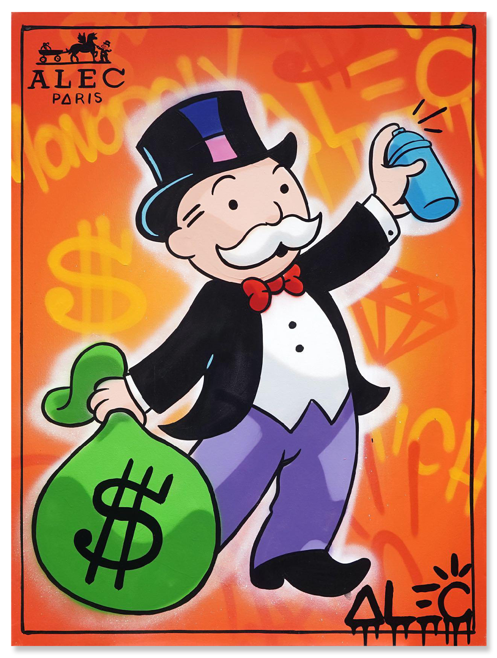Orange Monopoly Blue Spray Can Up - Alec Monopoly - Eden House of Art