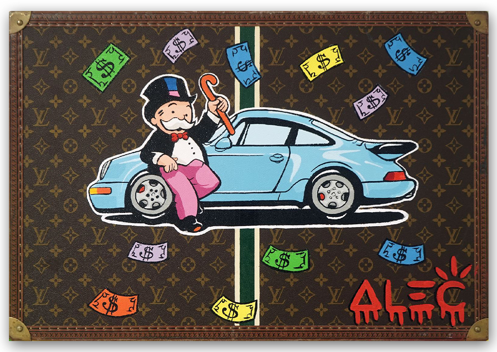 Monopoly Pink Cane up on Light Blue German Car Trunk - Alec Monopoly ...