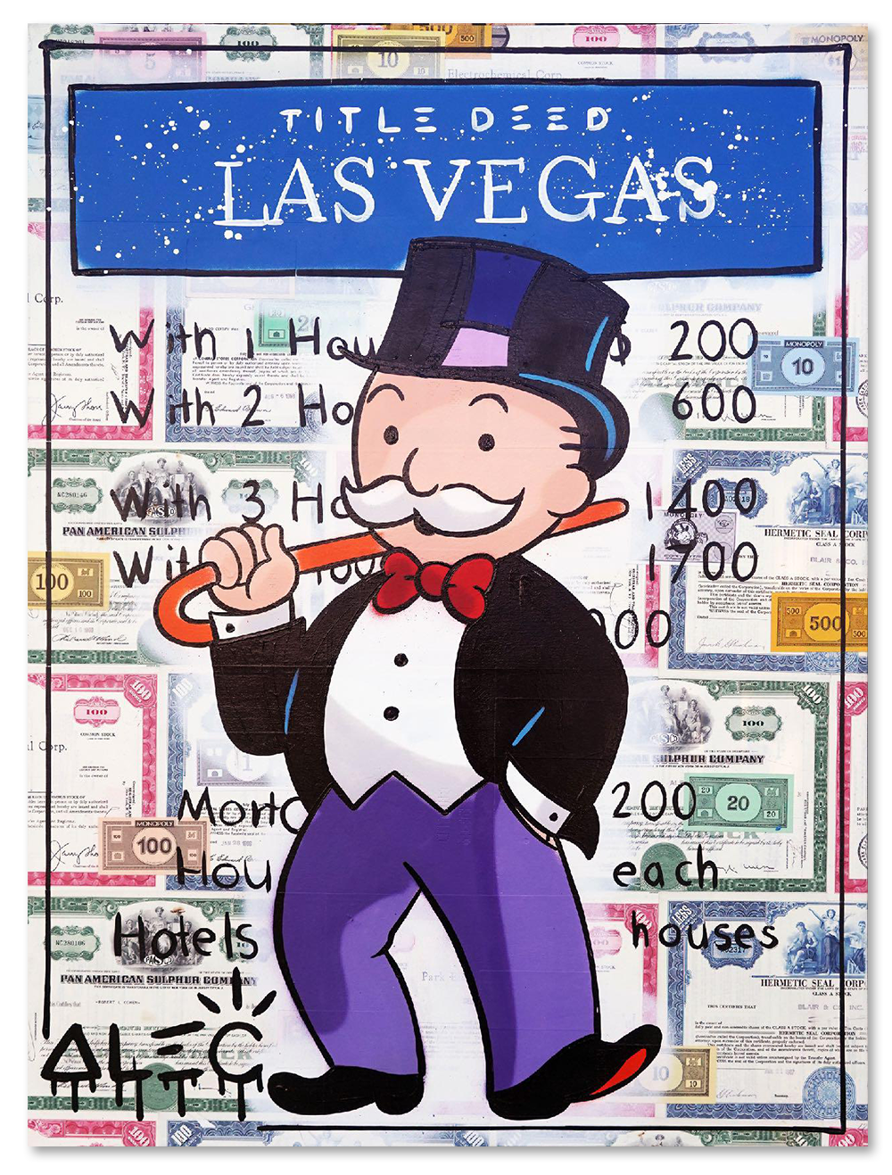 Monopoly Holding Cane over Shoulder Las Vegas - Alec Monopoly - Eden ...