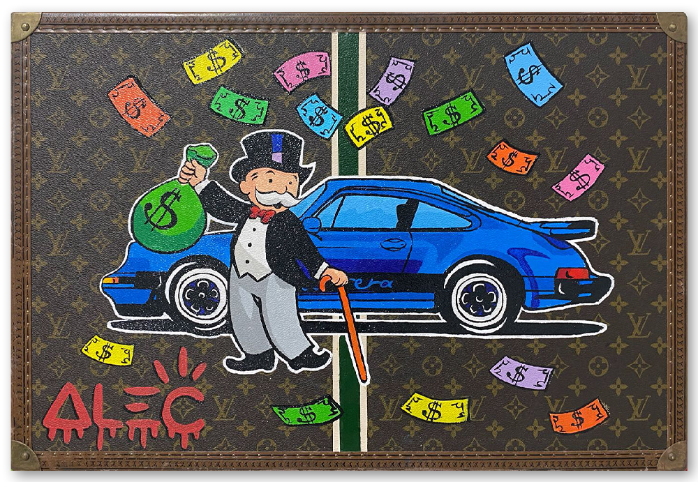 Monopoly $ Bag And Cane with Blue Car Trunk - Alec Monopoly - Eden ...