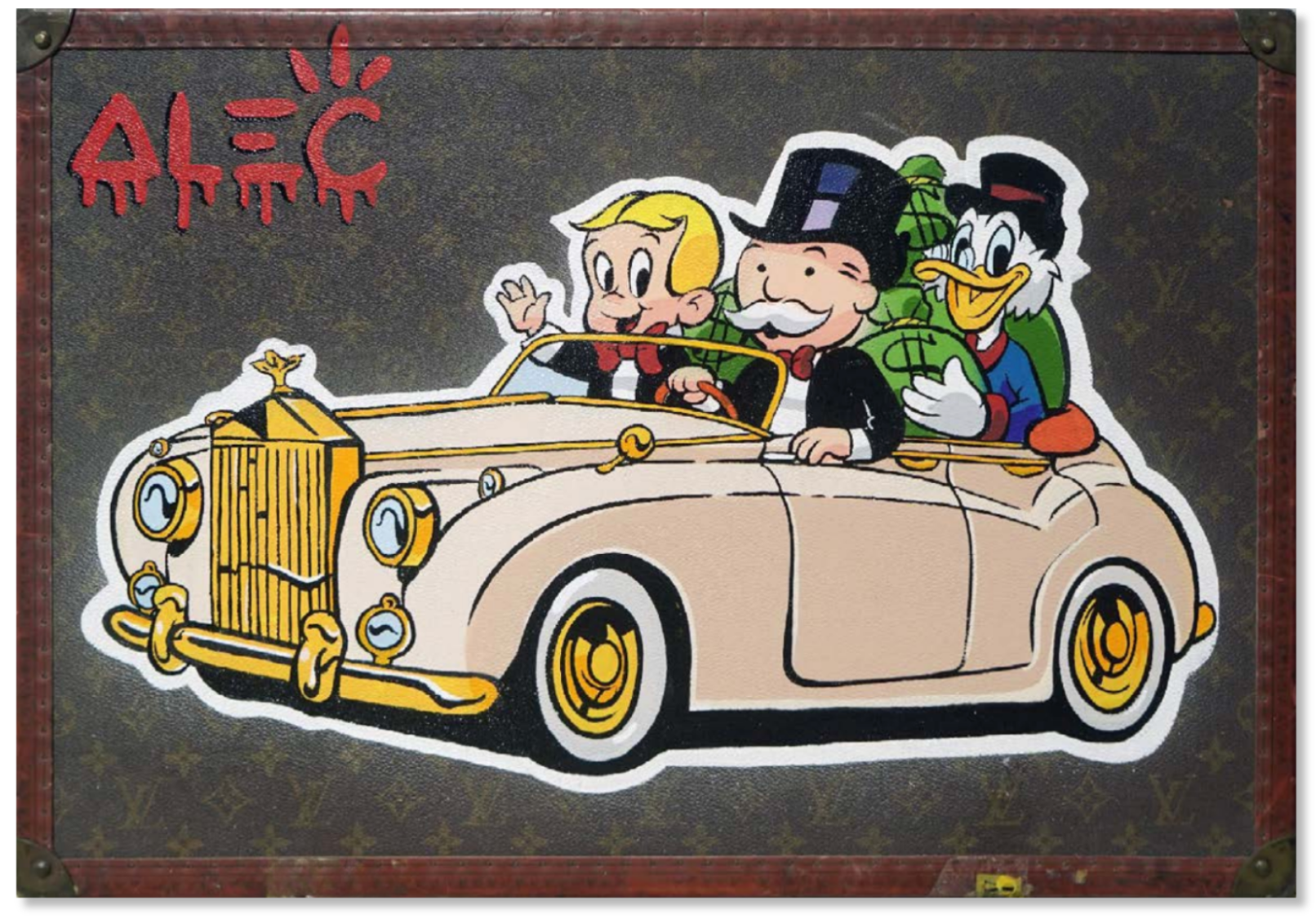 $ Team Driving Gold Car with $ Bags Trunk - Alec Monopoly - Eden House ...