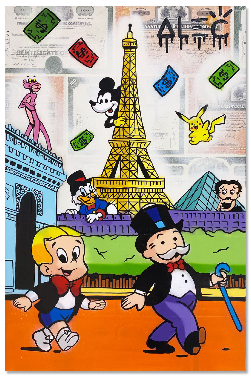 Monopoly and Richie with Characters Walking by Paris - Alec Monopoly ...